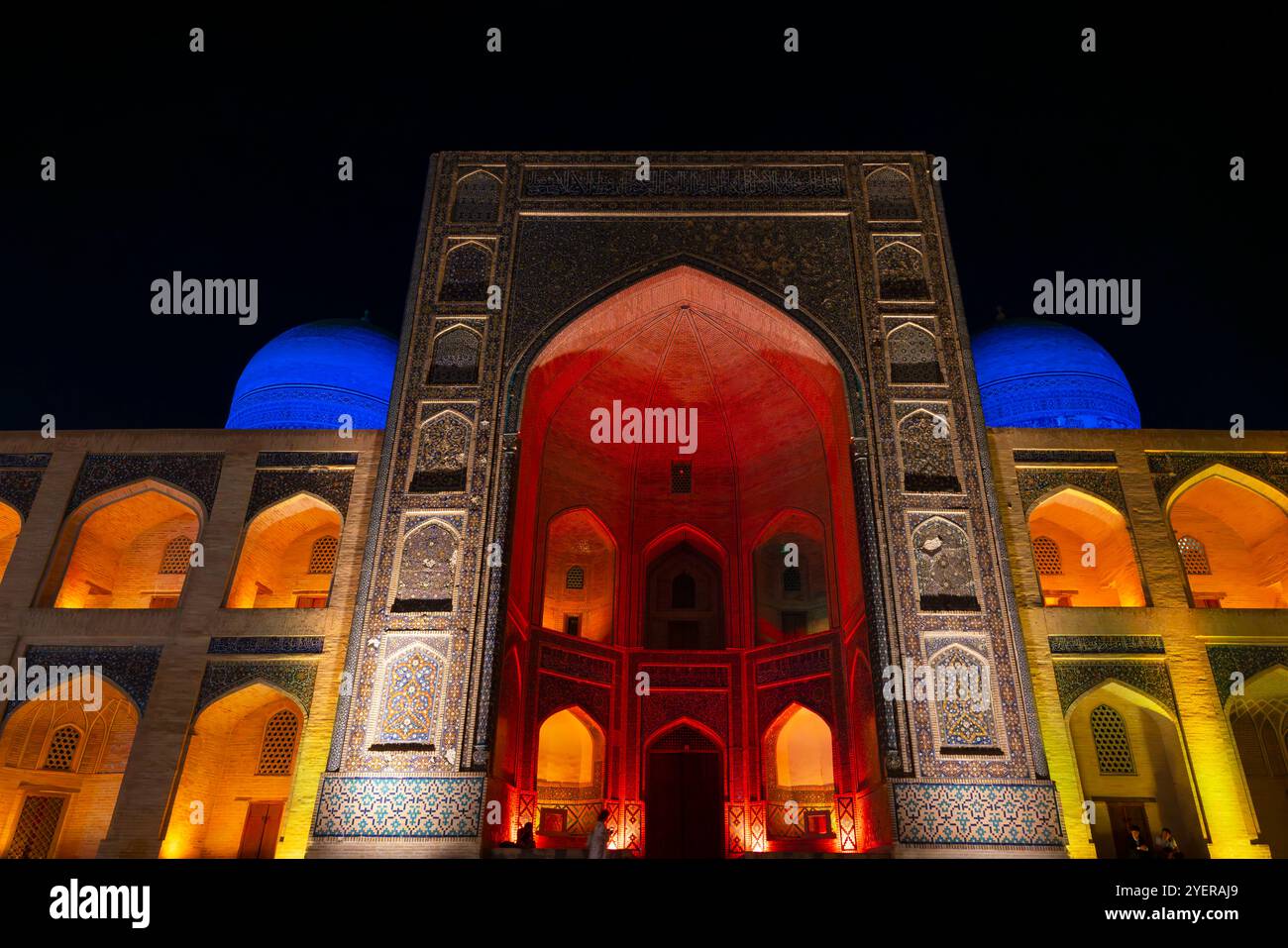Night view of Mir-i Arab Madrasa Institution that is part of Poi-Kalyan ...