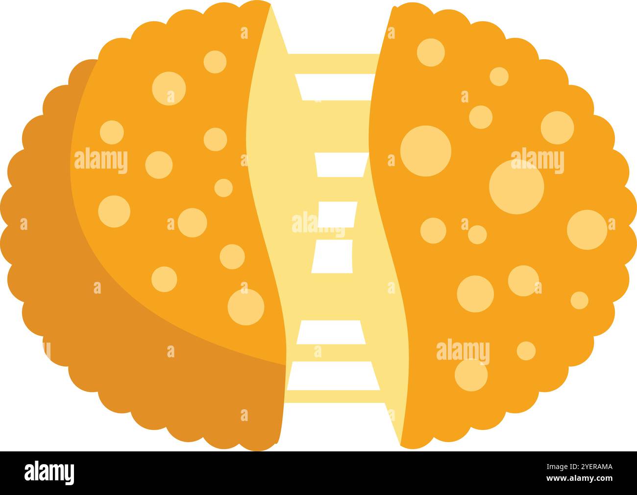 Round cookie breaking in half, revealing a creamy, delicious filling ...