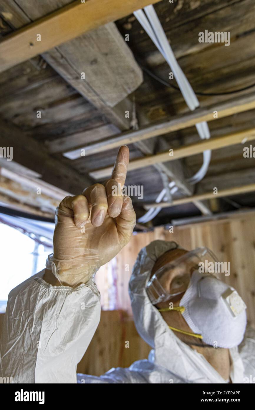 A close up view on an indoor environmental quality IEQ assessor at work ...