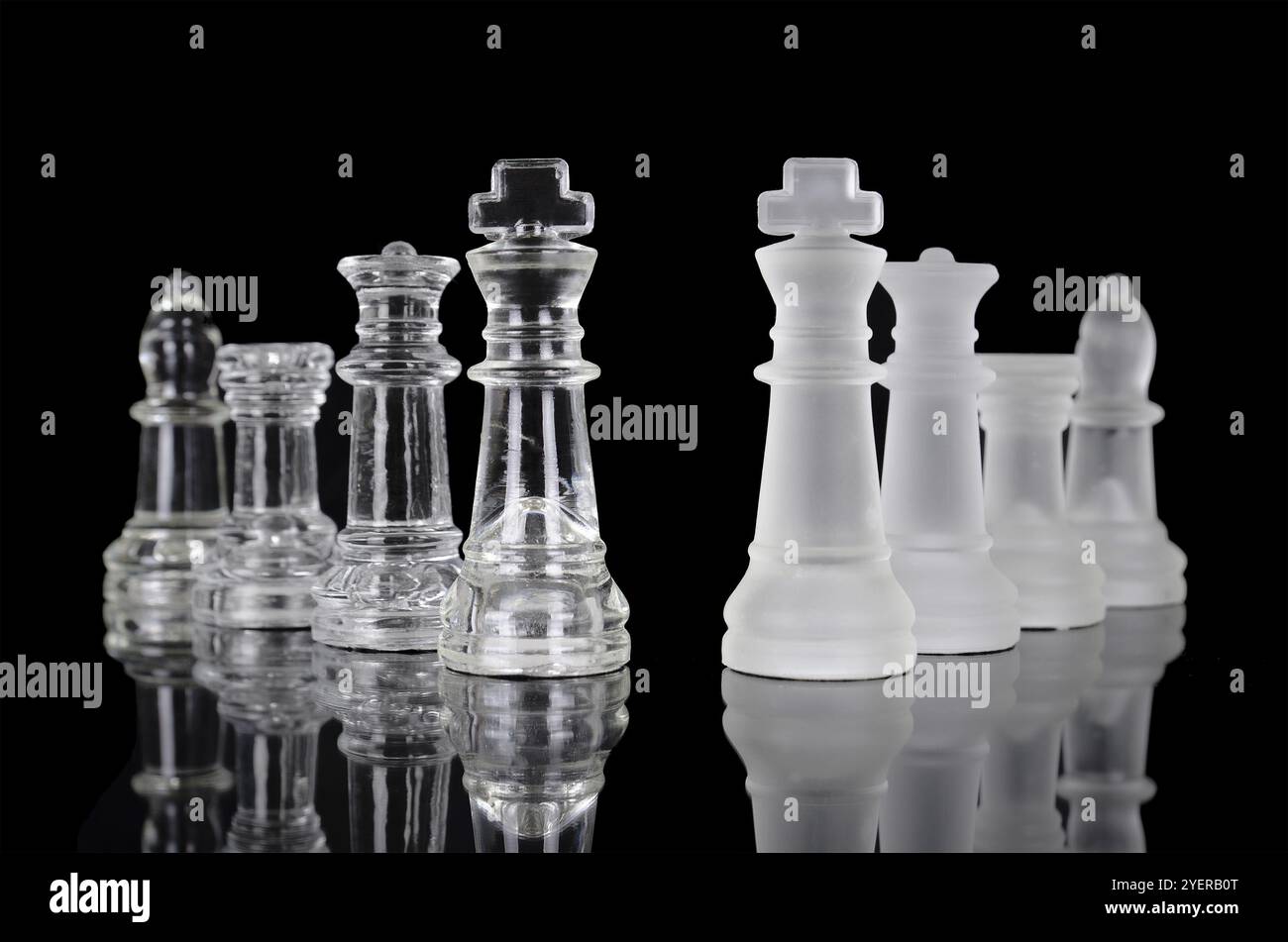 Chess pieces isolated on black background. Beautiful reflection ...