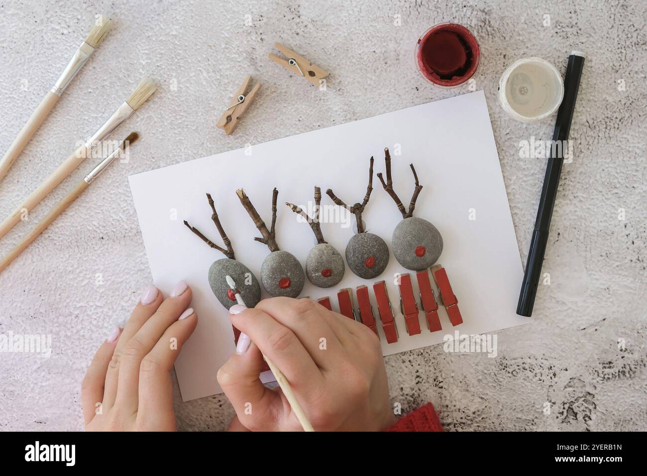 Step by step. Top view. Process kid children craft. Do it yourself Diy ...