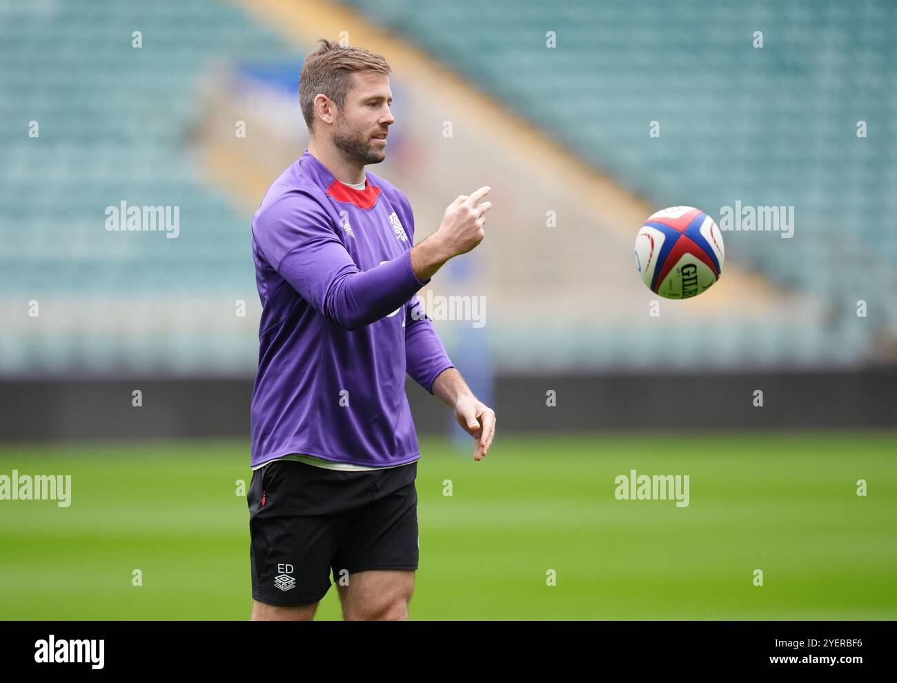 England's Elliot Daly during a team run at the Allianz Stadium in ...