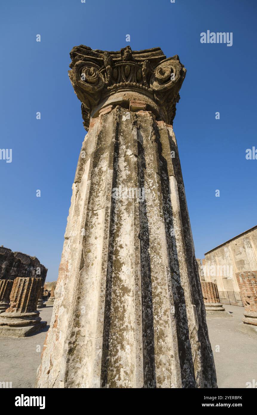 Ruins of the ancient roman city of Pompeii, which was destroyed by ...