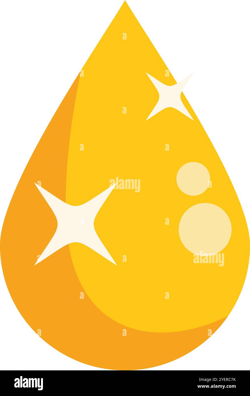 This vector illustration shows a shiny golden oil drop, symbolizing ...