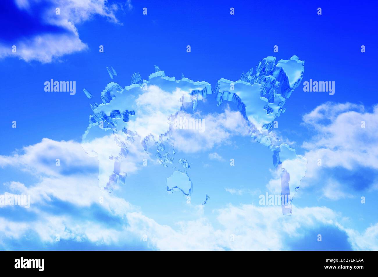 Blue sky and world map Stock Photo - Alamy