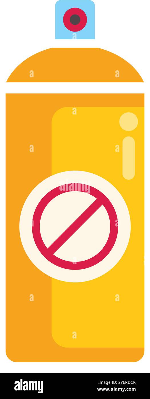 Simple flat illustration of a spray can with a prohibition sign ...