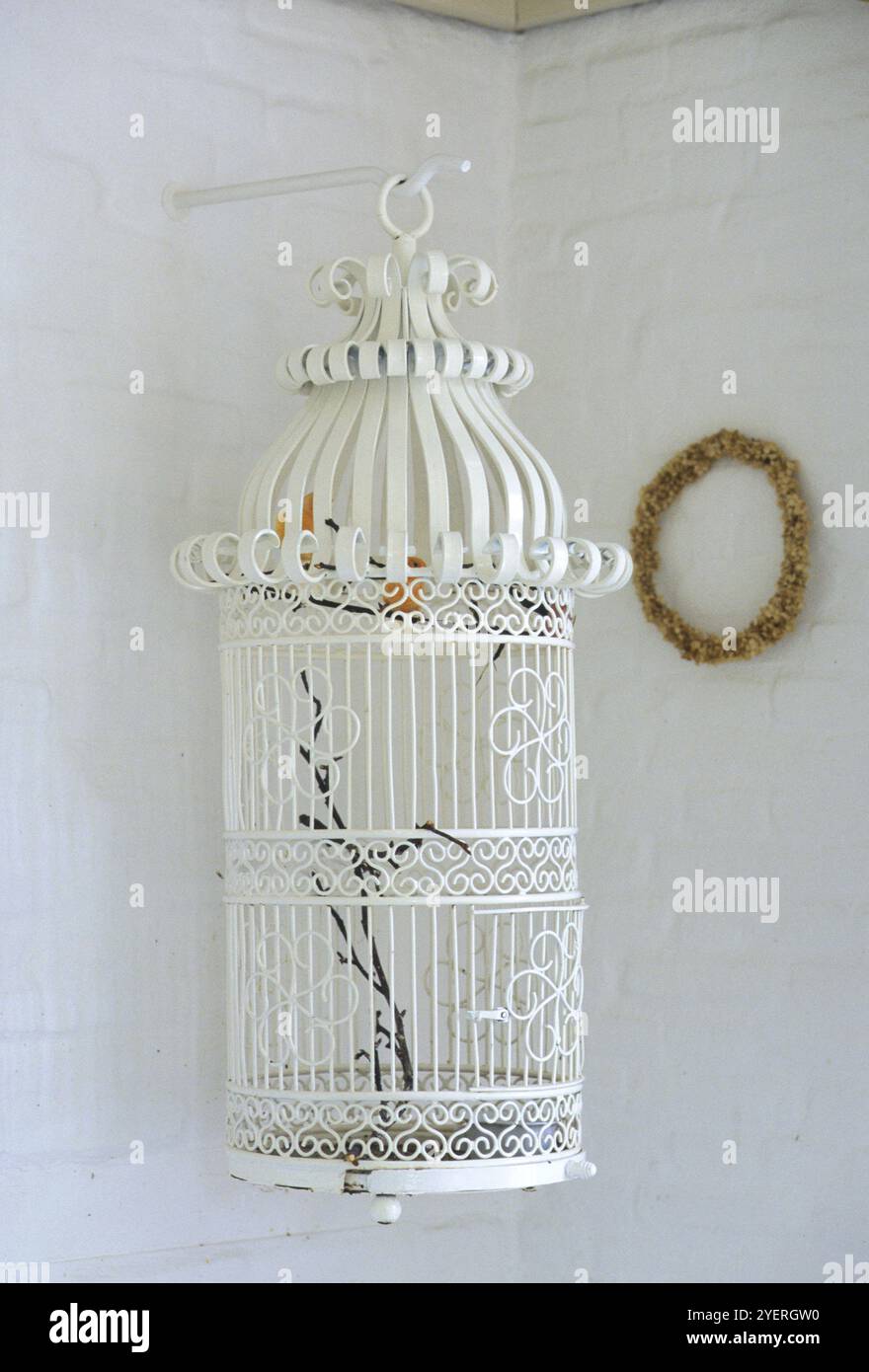 White bird cage Stock Photo - Alamy