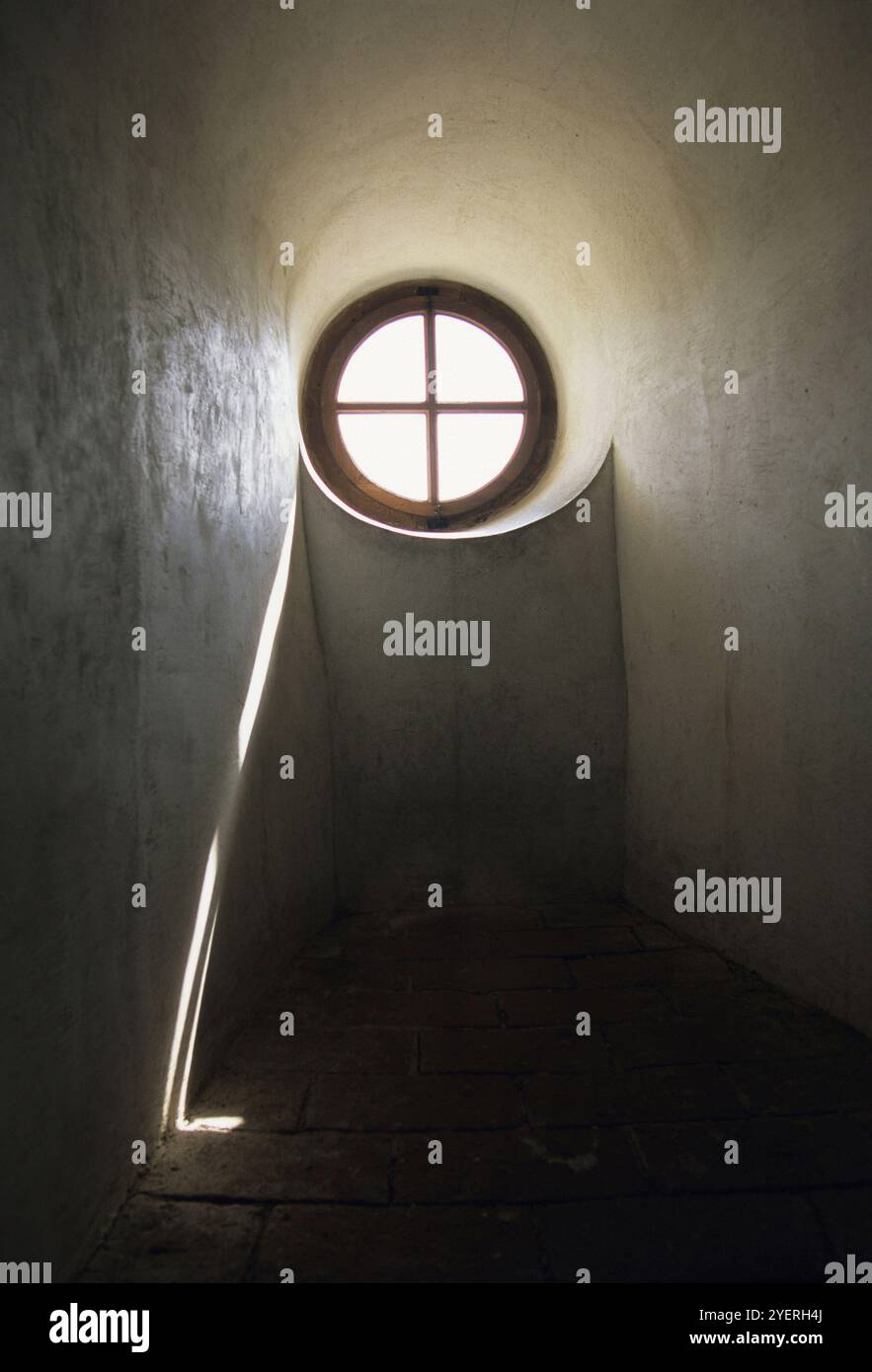 Round lighted window Stock Photo - Alamy