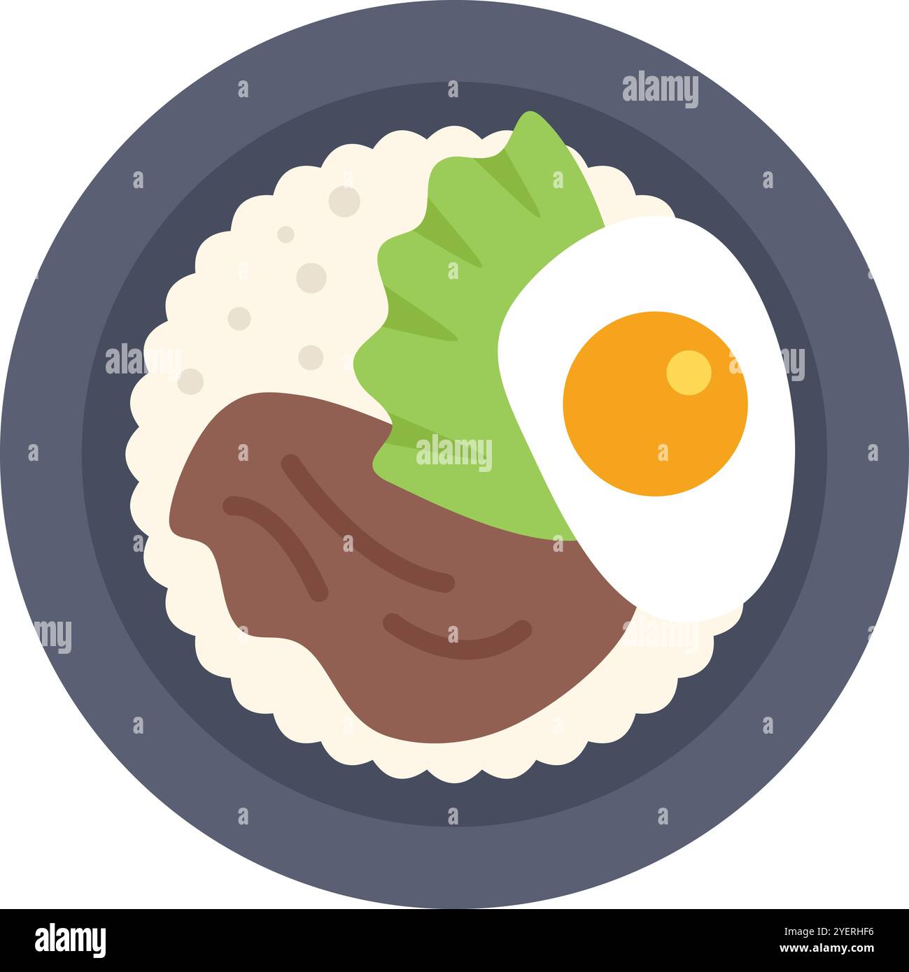 This vector illustration features a loco moco dish, a popular hawaiian ...
