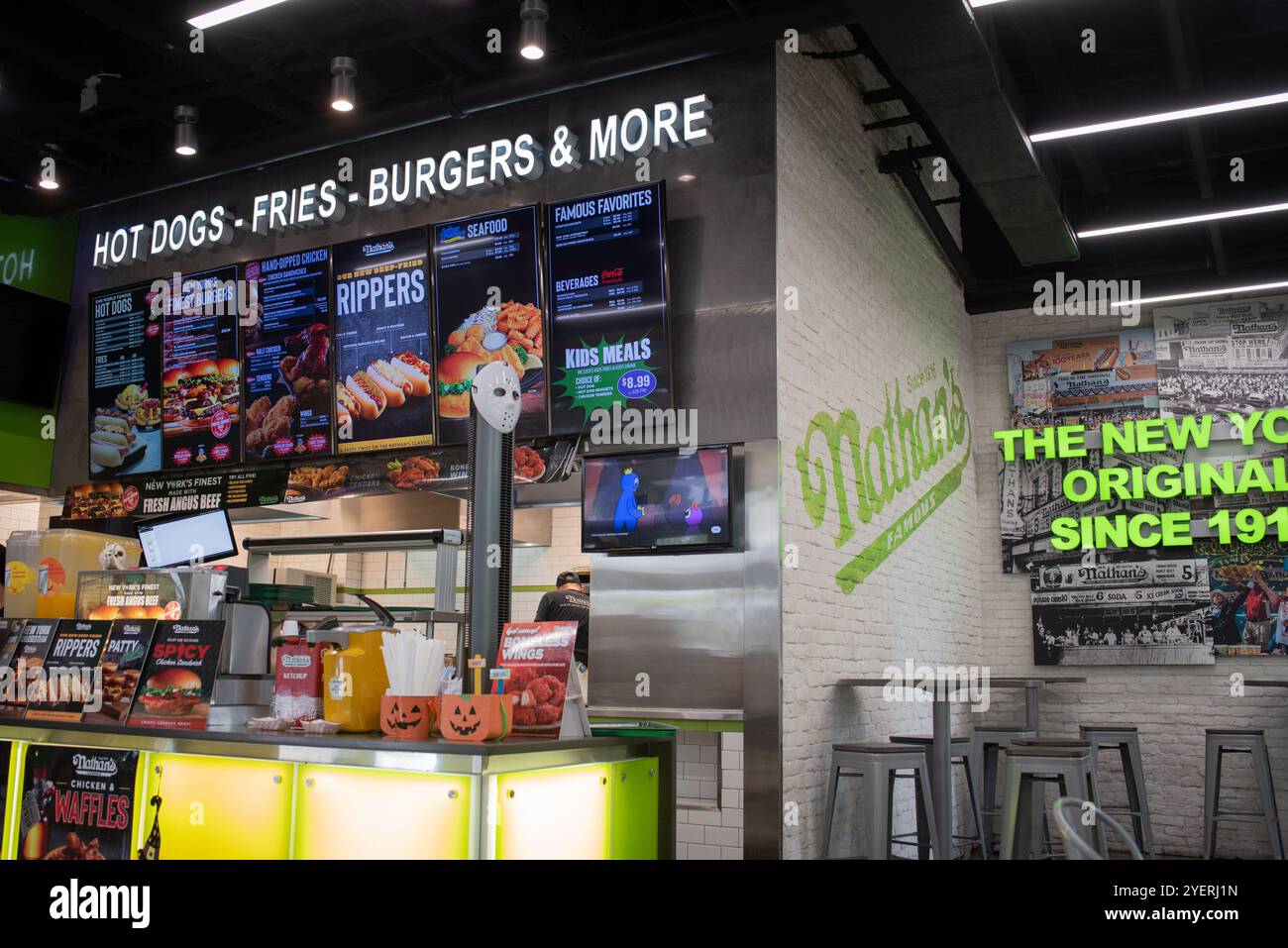 Interior of Nathan's food store in Old Town Kissimmee Florida USA in ...