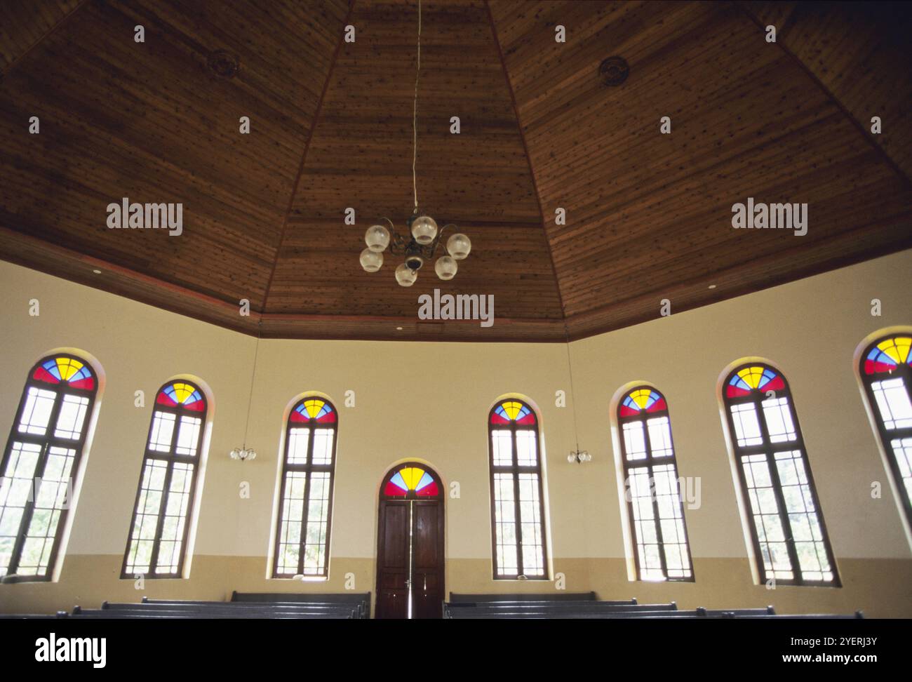 Roof of the church with stained glass windows Stock Photo - Alamy