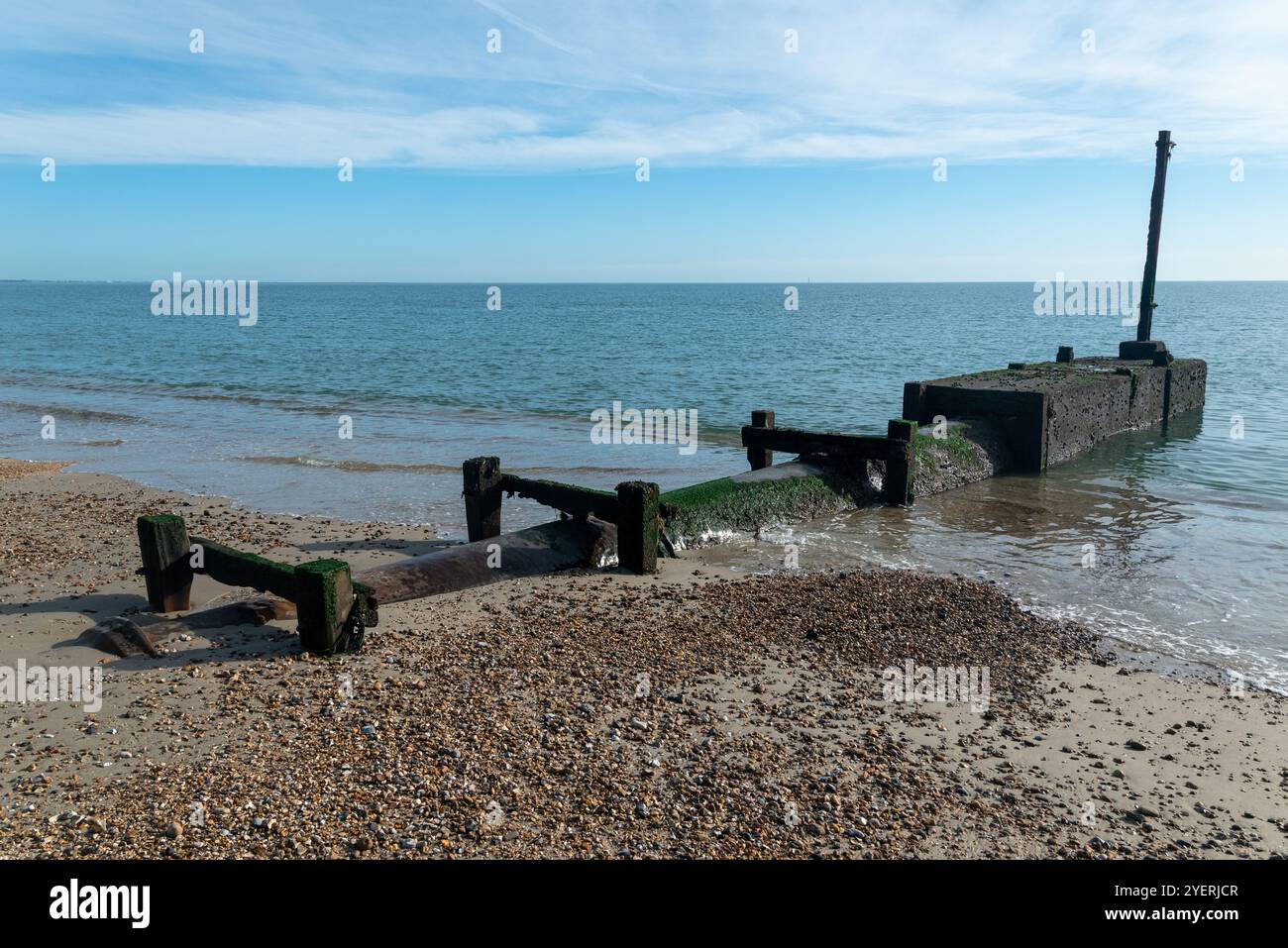 Sewage outlet pipe on Eastney beach in Portsmouth. October 2024 Stock ...