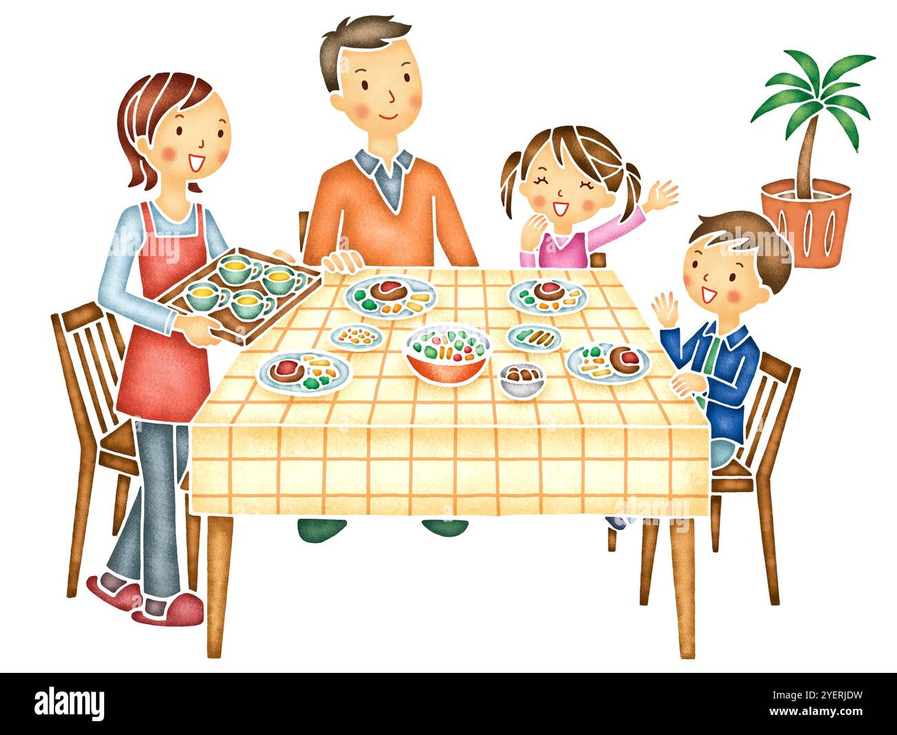 Family and dining table Stock Photo - Alamy