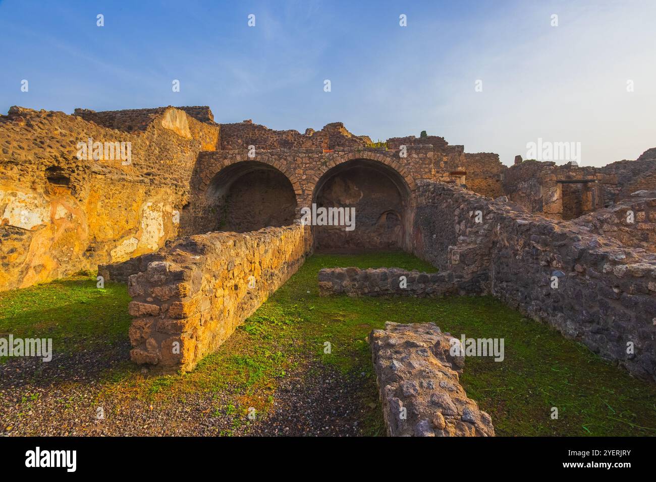 Ancient ruins of Pompei city, Naples, Italy. View of ancient city of ...