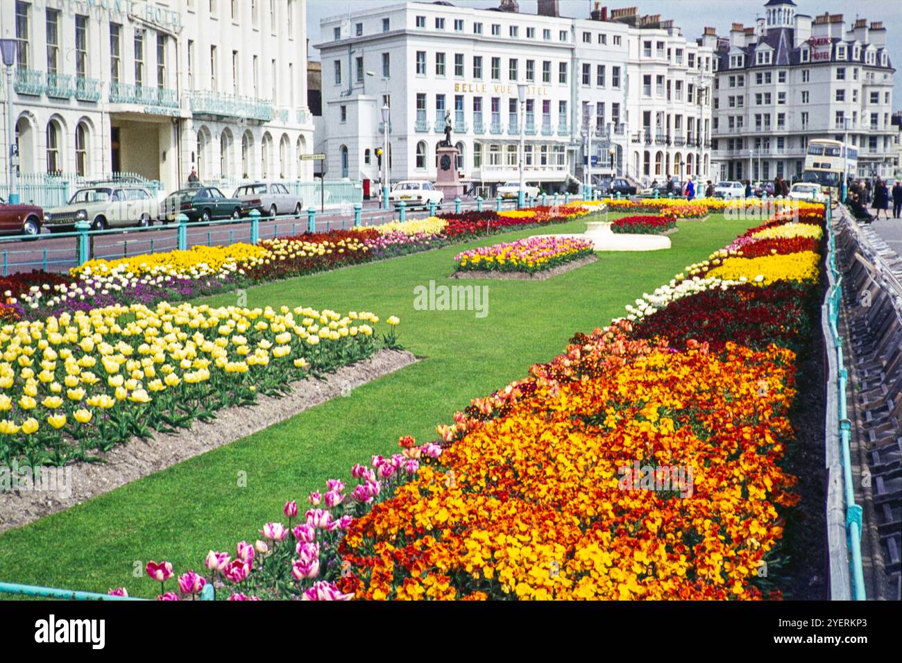 Seafront gardens in front of Regent style hotel buildings, Grand Parade ...