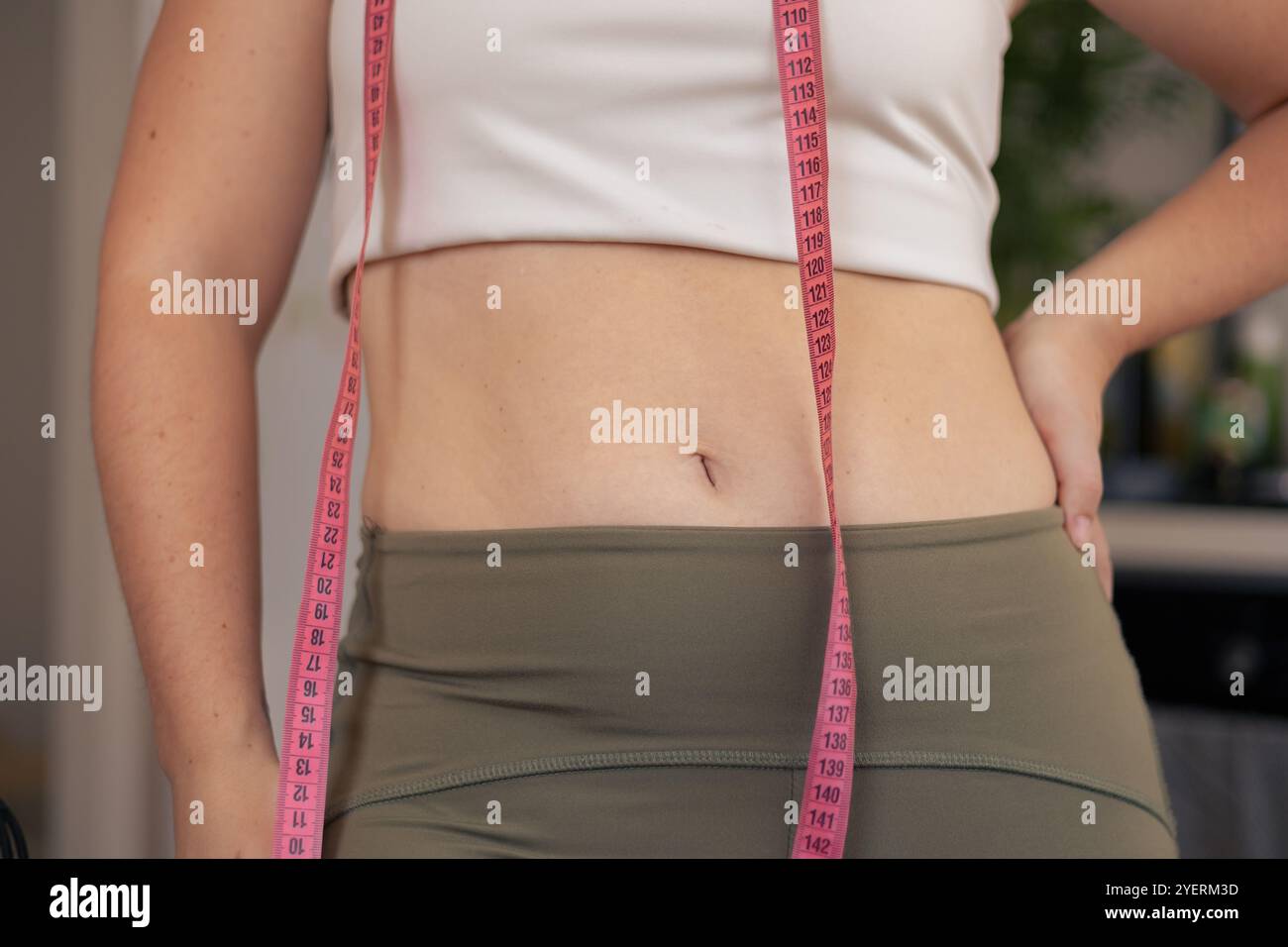 Measuring waist size for fitness goals in a home setting during ...