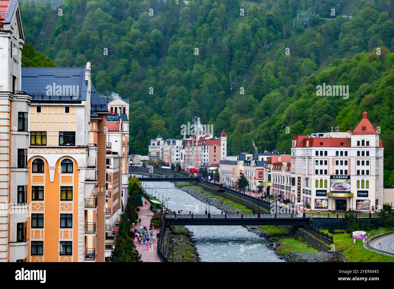 Aerial view of riverside town in summer hi-res stock photography and ...