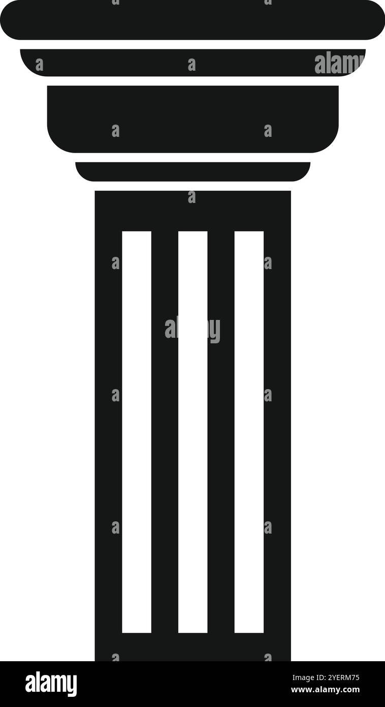 Simple black and white vector illustration of a fluted column with ...