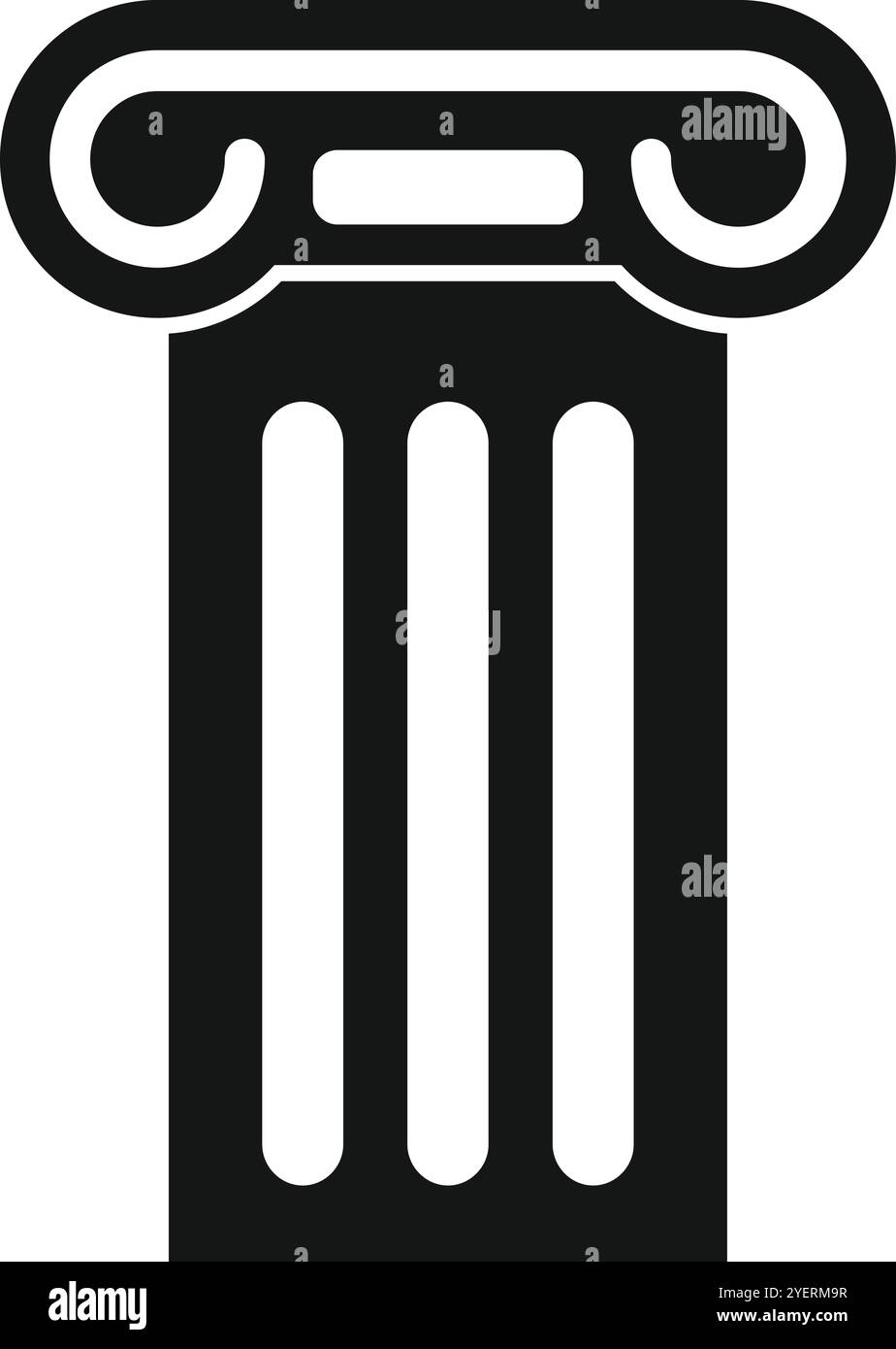 Simple black and white vector icon of a fluted column, symbolizing ...