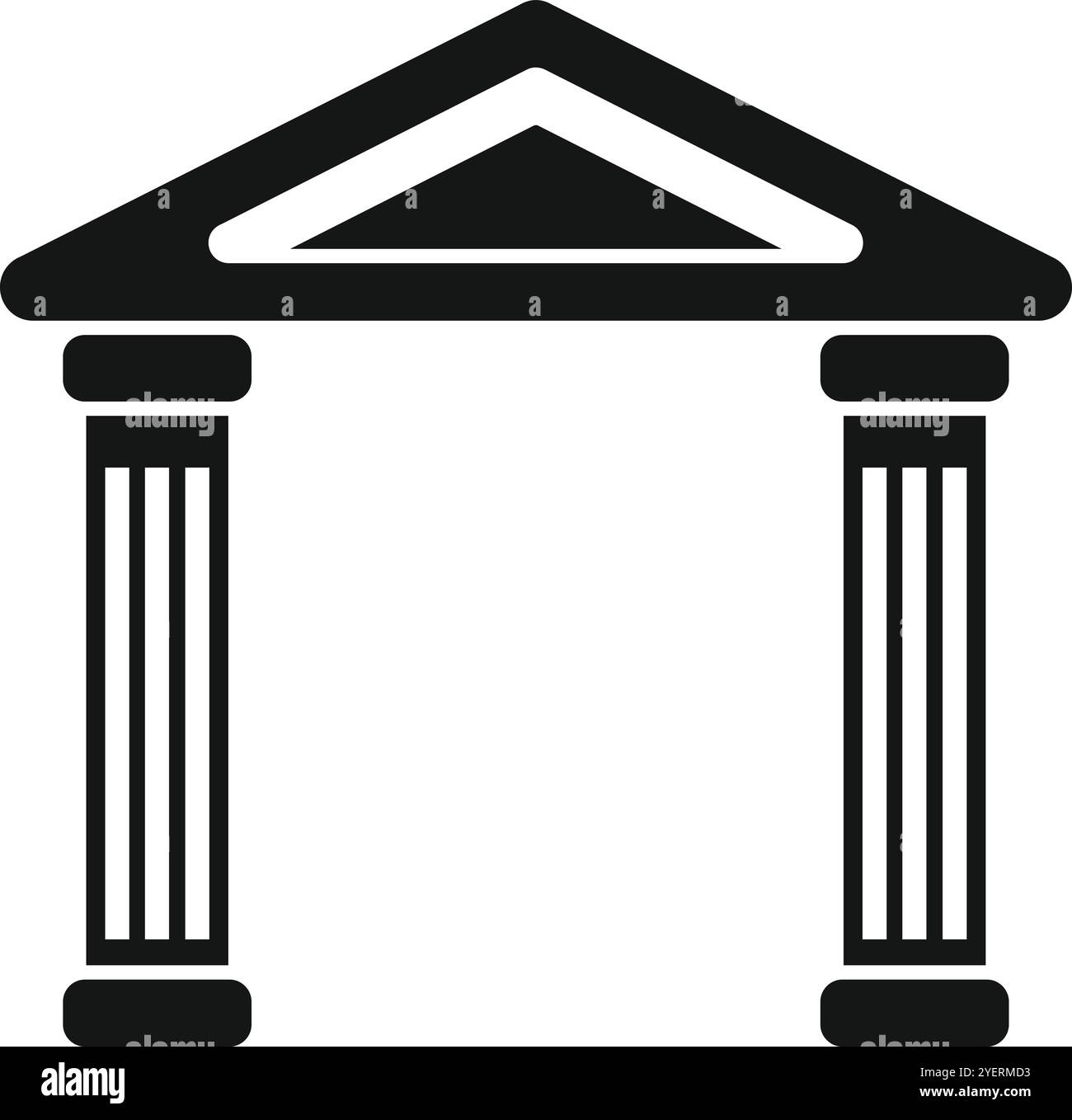 Architectural structure featuring a triangular roof held by two fluted ...