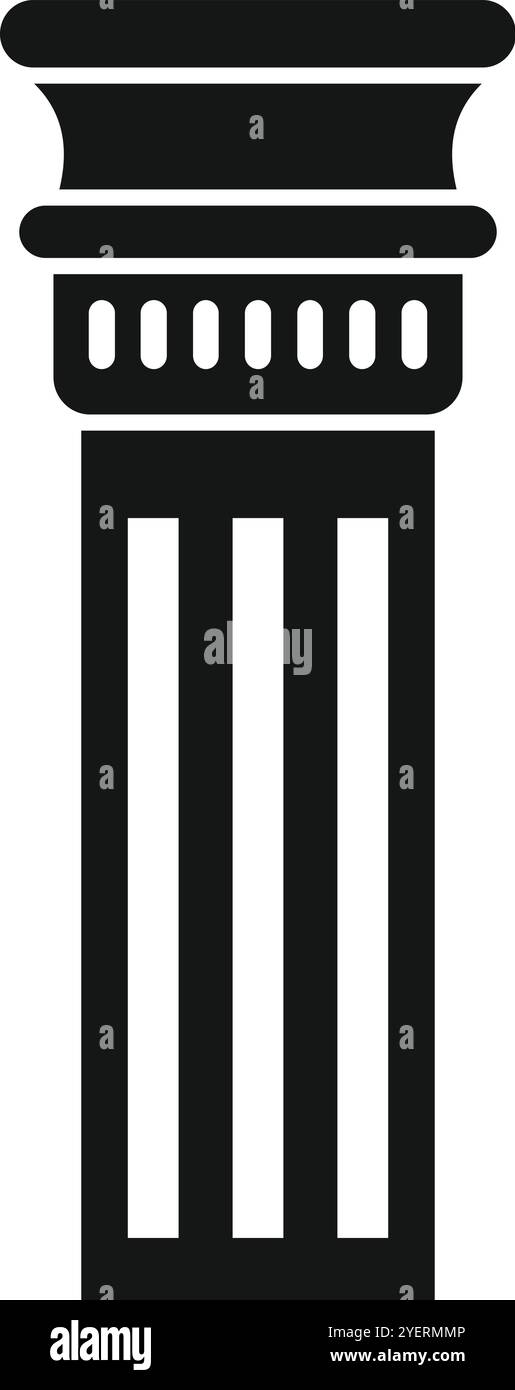 Simple black and white vector icon of a fluted column with tuscan ...