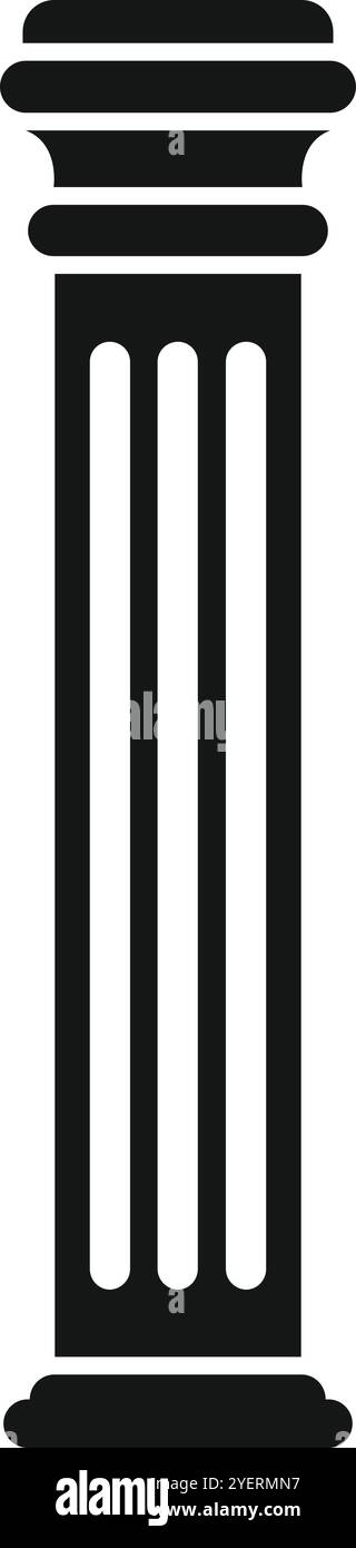 Simple black and white vector illustration of a fluted column, a symbol ...