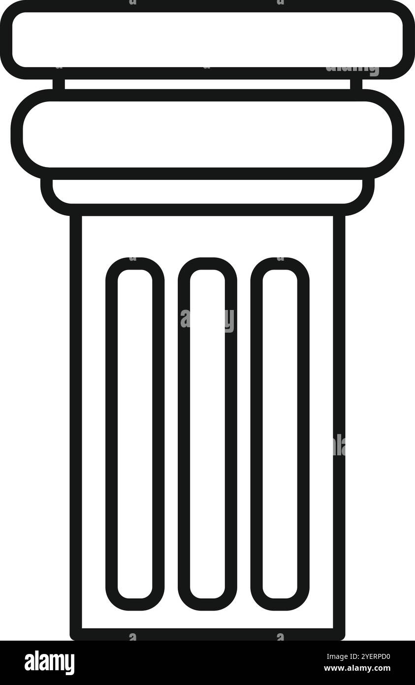 Simple line drawing of a fluted column, representing classical ...