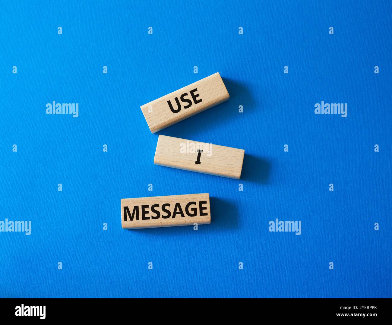 Use I message symbol. Concept word Use I message on wooden blocks ...