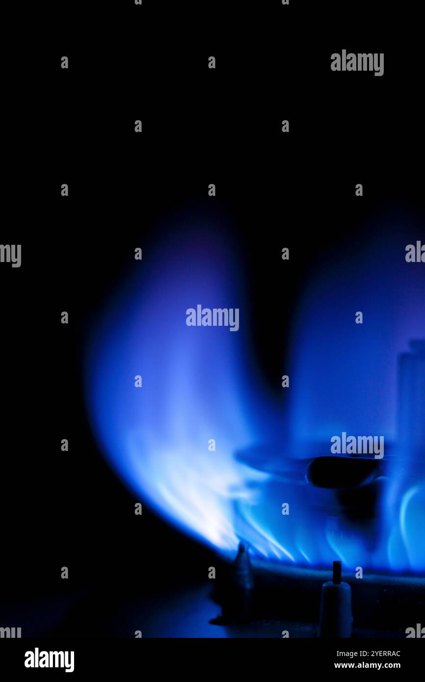Blue gas flame Stock Photo - Alamy