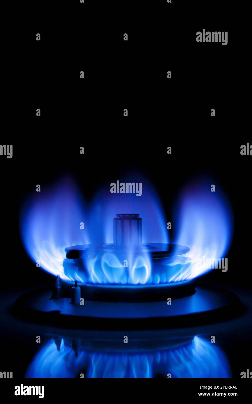 Blue gas flame Stock Photo - Alamy