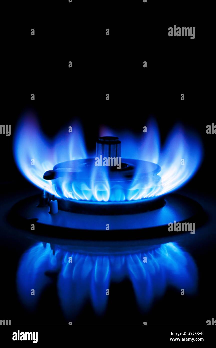 Blue gas flame Stock Photo - Alamy