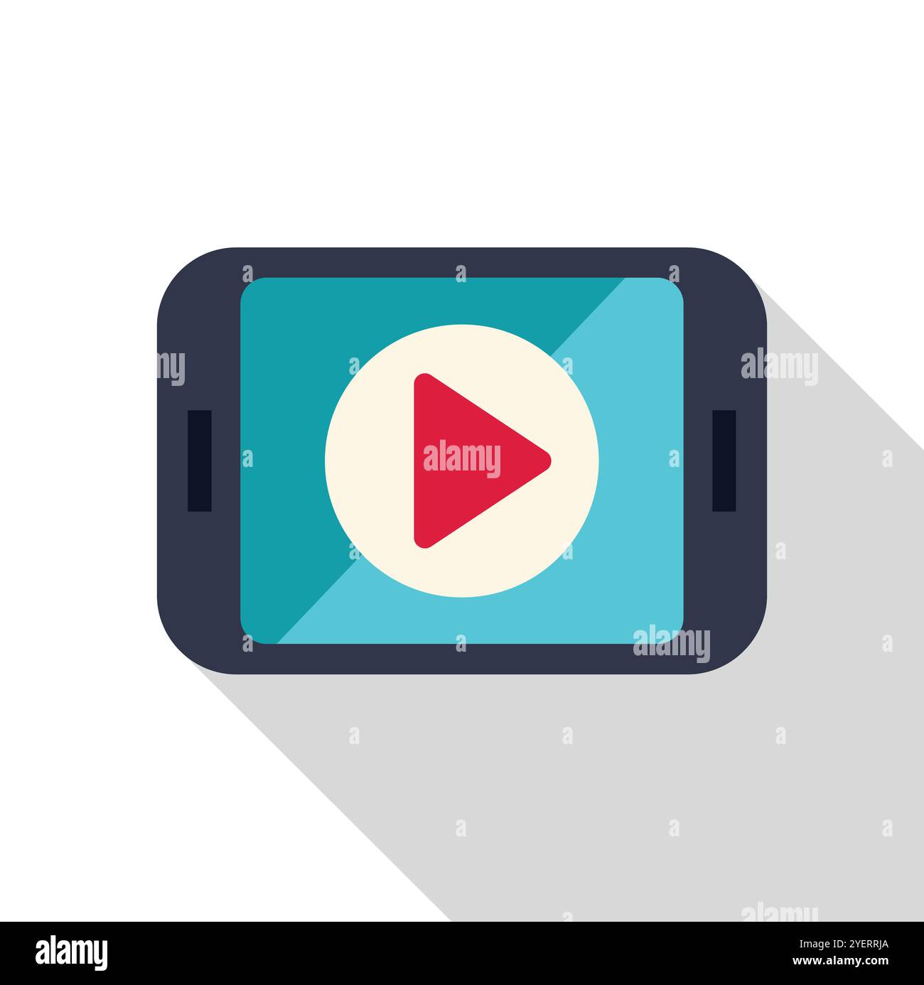 Mobile phone displaying play button, representing online video ...