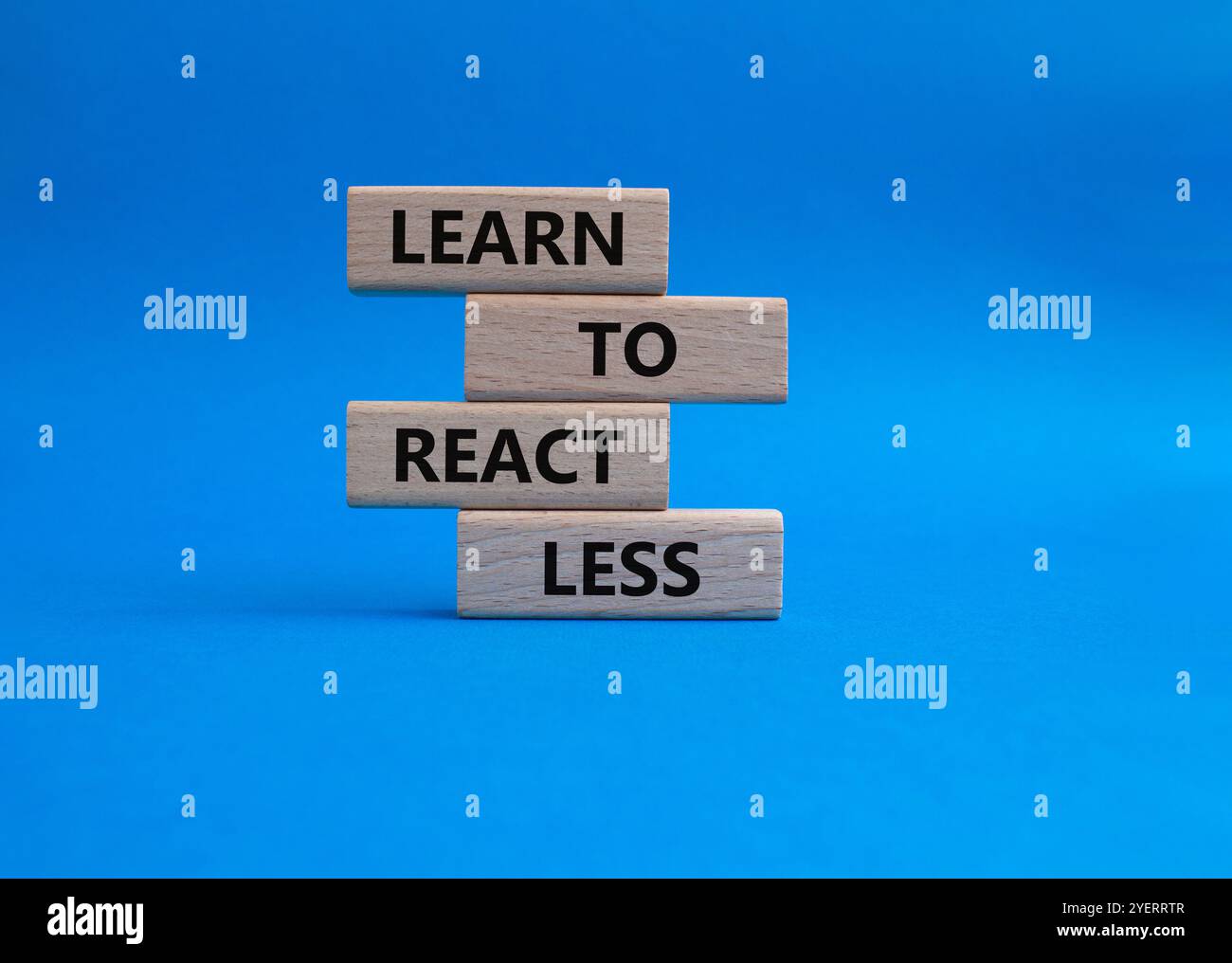 Learn to react Less symbol. Wooden blocks with words Learn to react ...