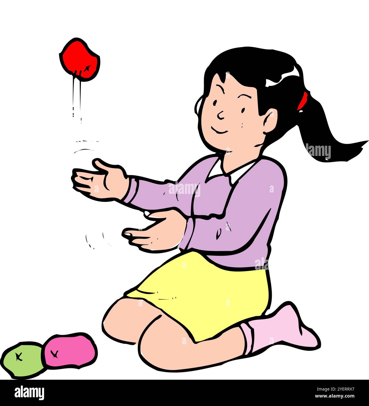 Woman playing with otedama Stock Photo - Alamy