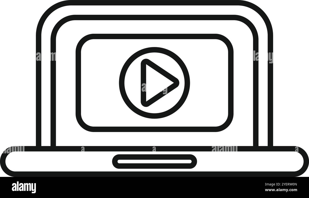 Streaming video content online using laptop computer with play button ...