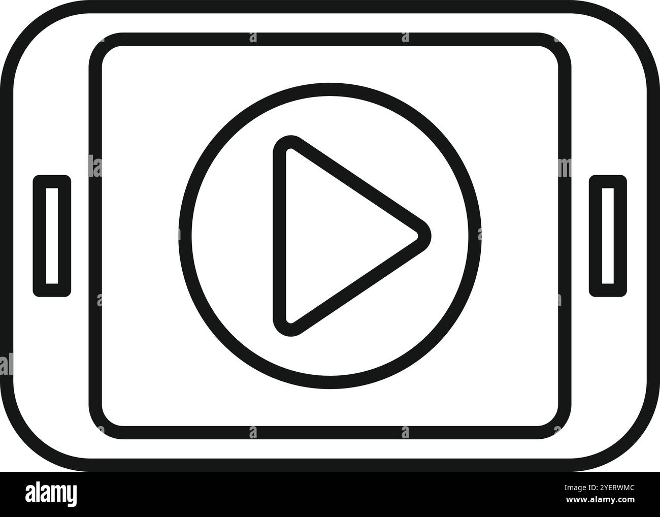 Mobile phone displaying play button, representing video playback and ...