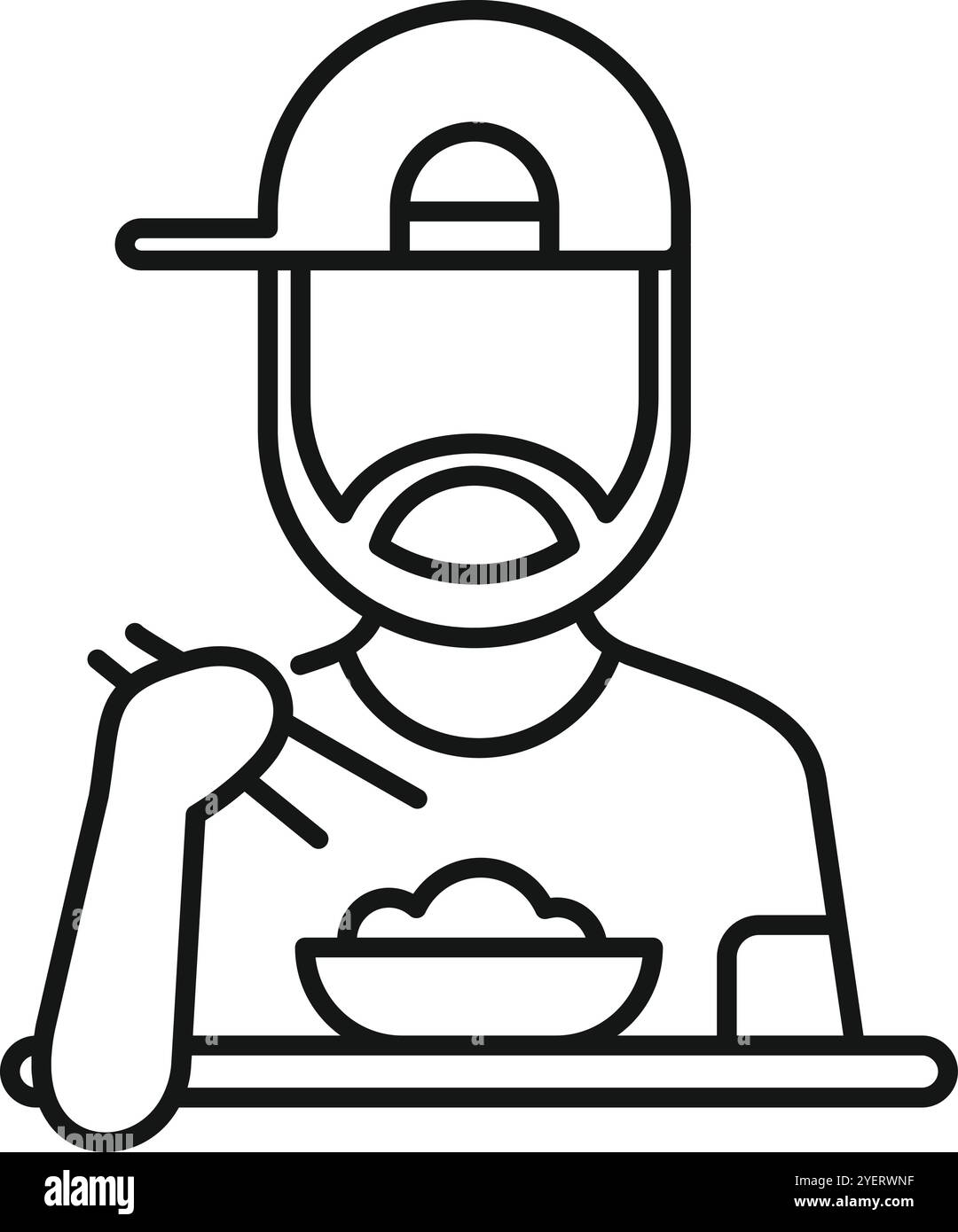 Man eating noodles asian Black and White Stock Photos & Images - Alamy