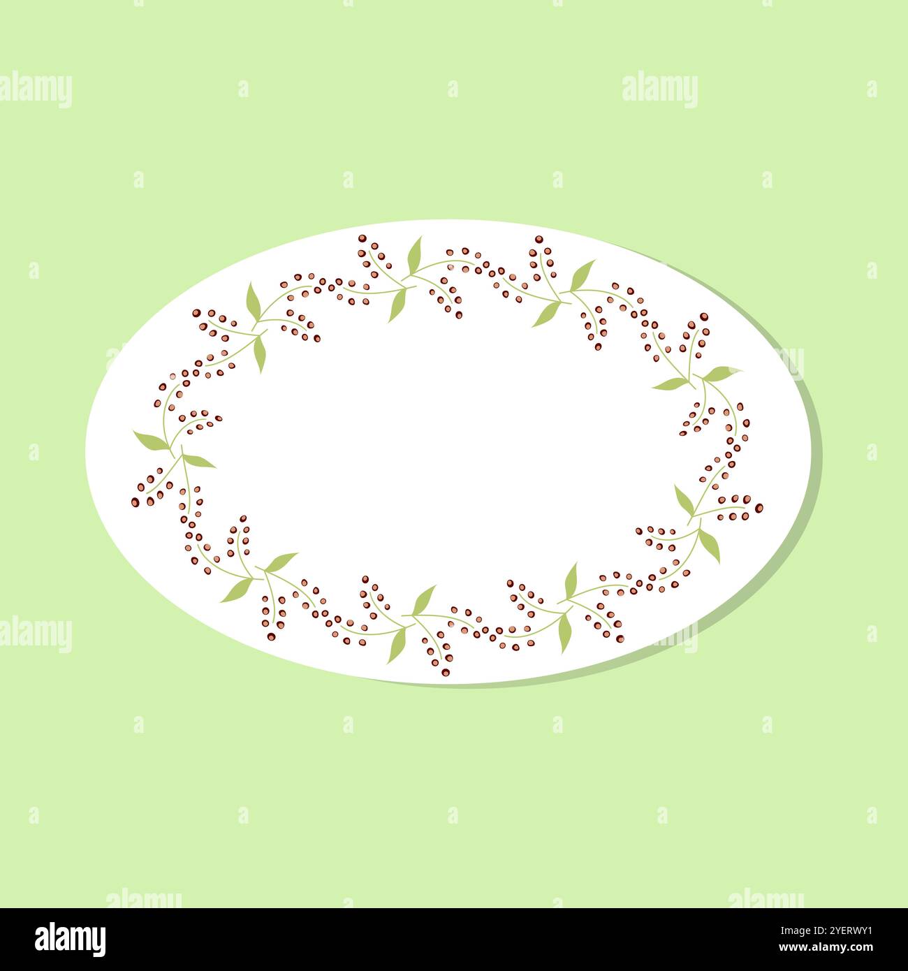 Botanical oval frame. Flat style beautiful flowers and leaves oval card ...