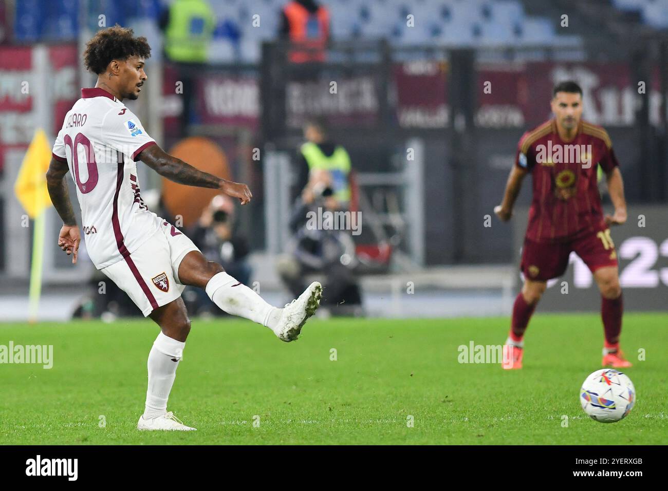 Rome, Italy. 31st Oct, 2024. Valentino Lazaro of Torino (L) and Zeki ...