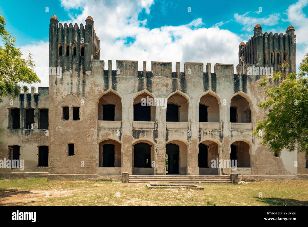 View of Old German Boma - A historical German colonial building in Old Stone Town in Bagamoyo ...