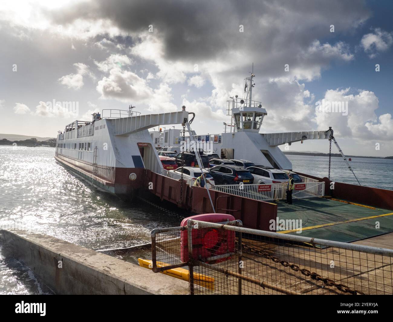 The Sandbanks ferry crossing from Poole to Studland across Poole ...