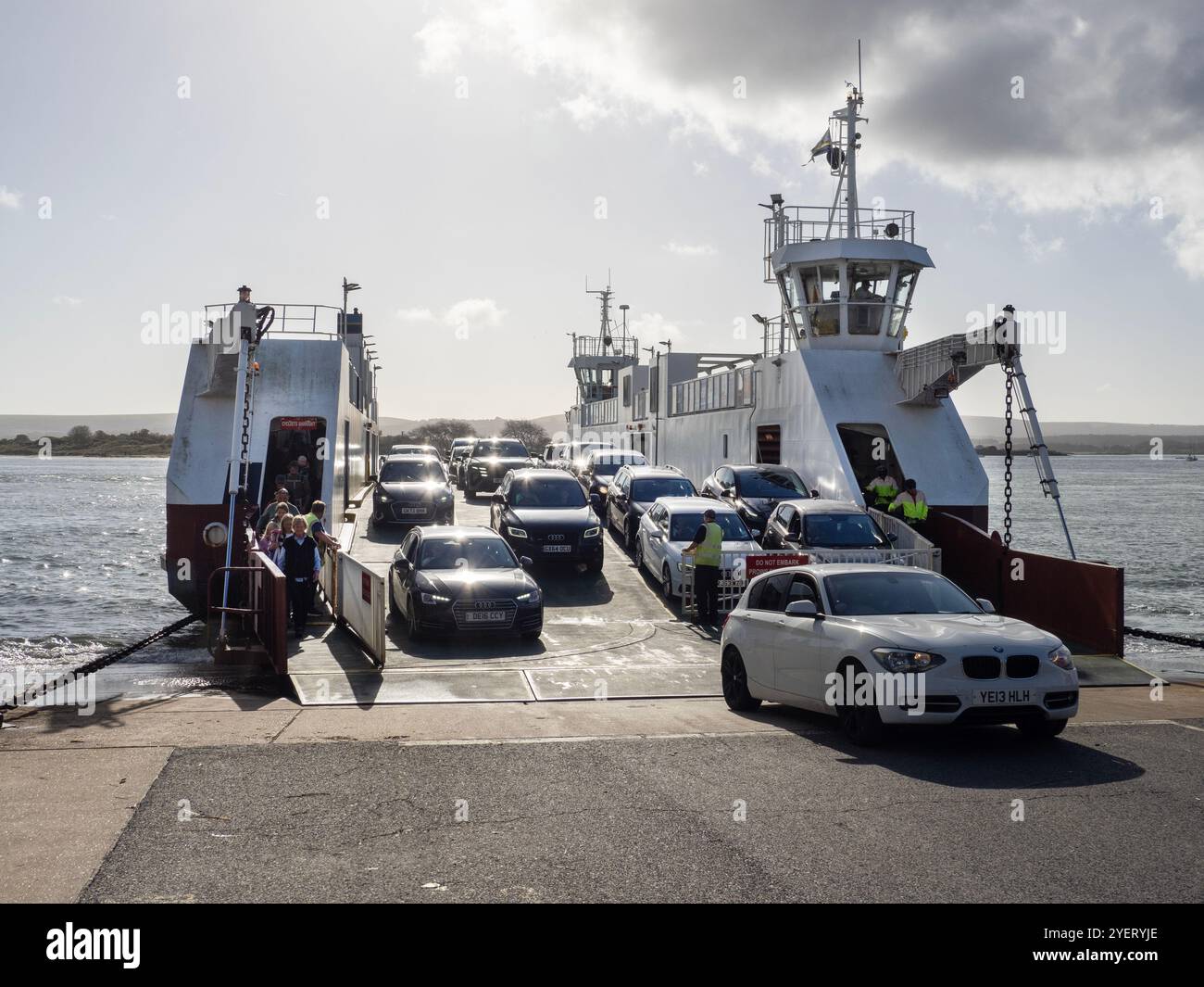 The Sandbanks ferry crossing from Poole to Studland across Poole ...