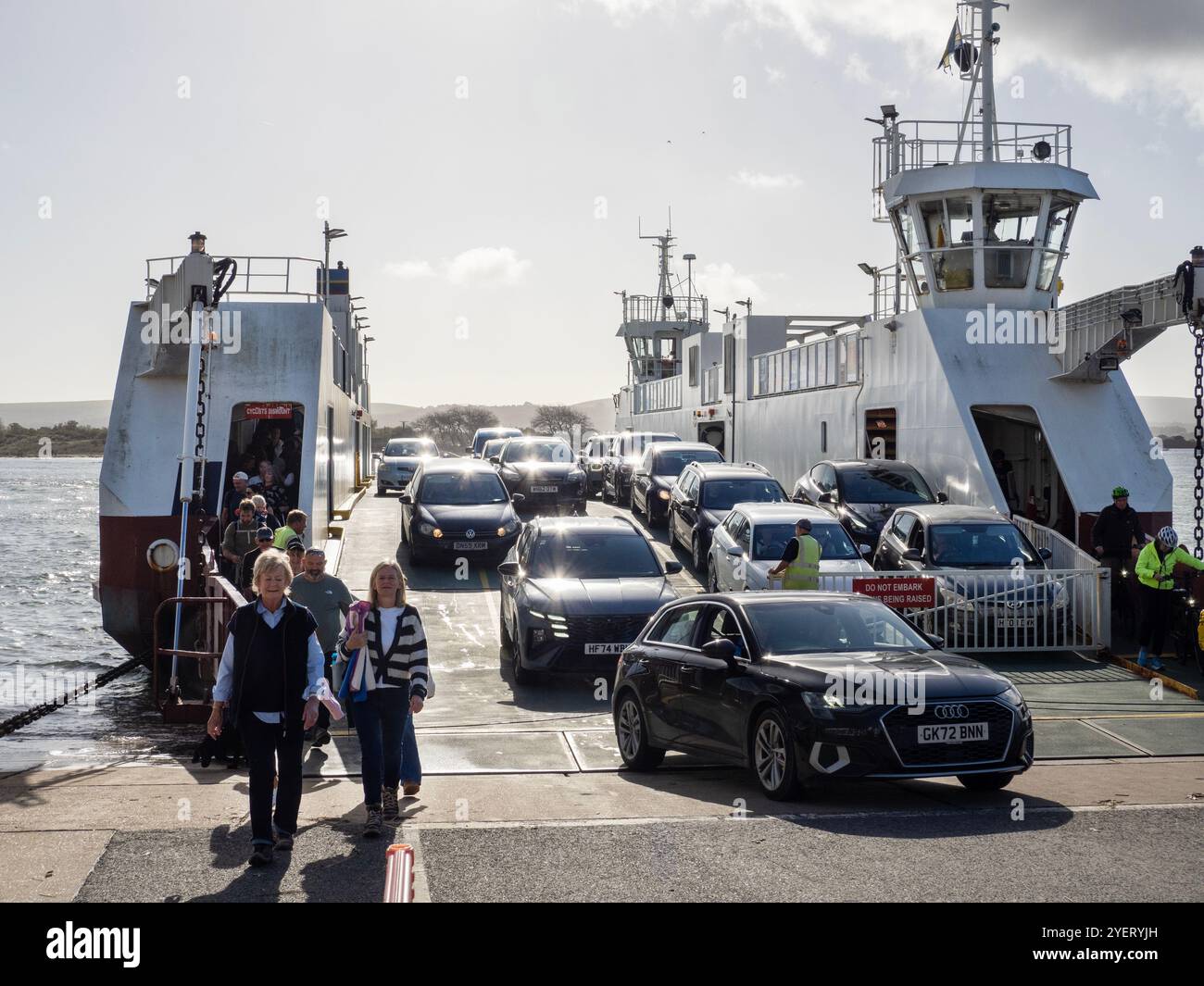 The Sandbanks ferry crossing from Poole to Studland across Poole ...