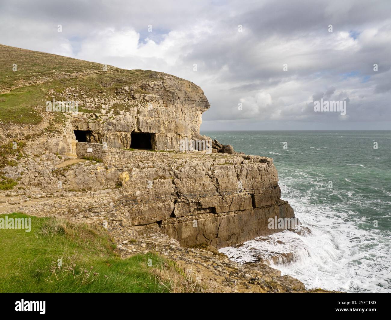 Tilly Whim quarry and caves at Anvil Point, Durlston Head on the Isle ...