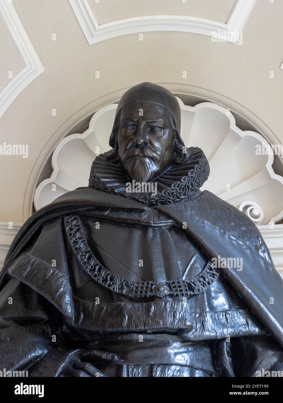 A bronze statue of Sir John Bankes in Kingston Lacy House, near ...