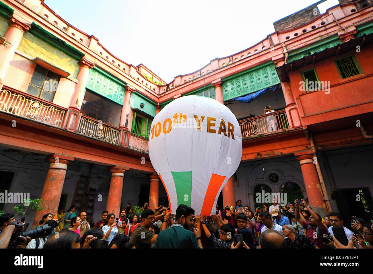 Kolkata, India. 31st Oct, 2024. People release a 100th-year paper ...