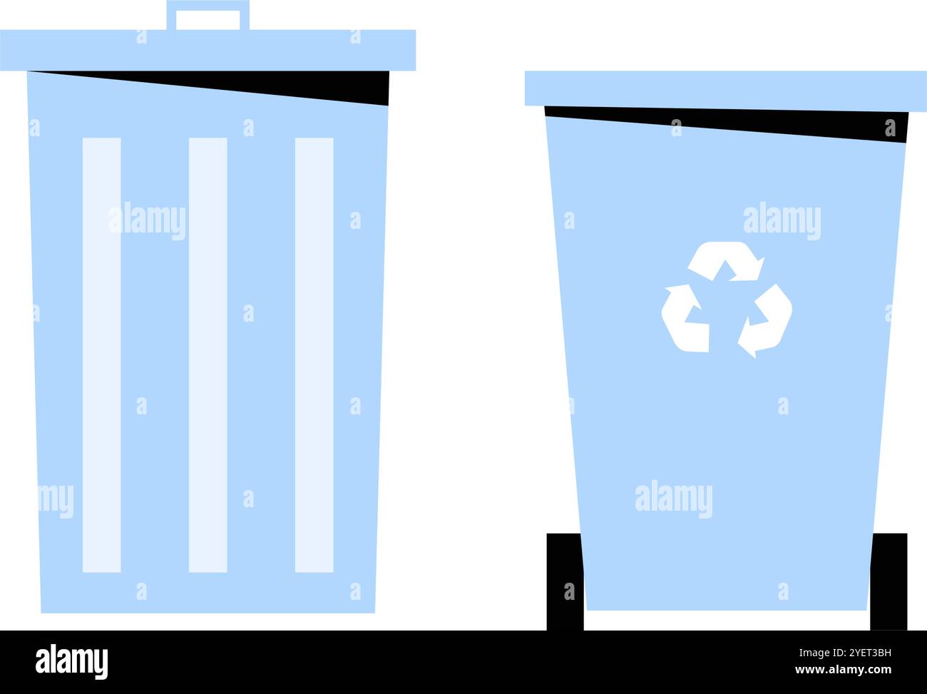 Trash Bins For General And Recyclable Waste In Flat Vector Illustration ...