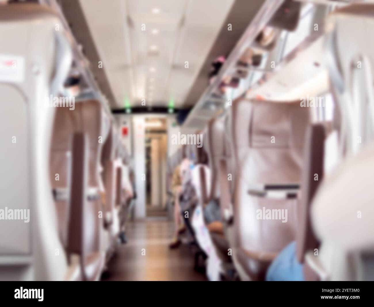 Blurred interior of modern train cabin Stock Photo - Alamy