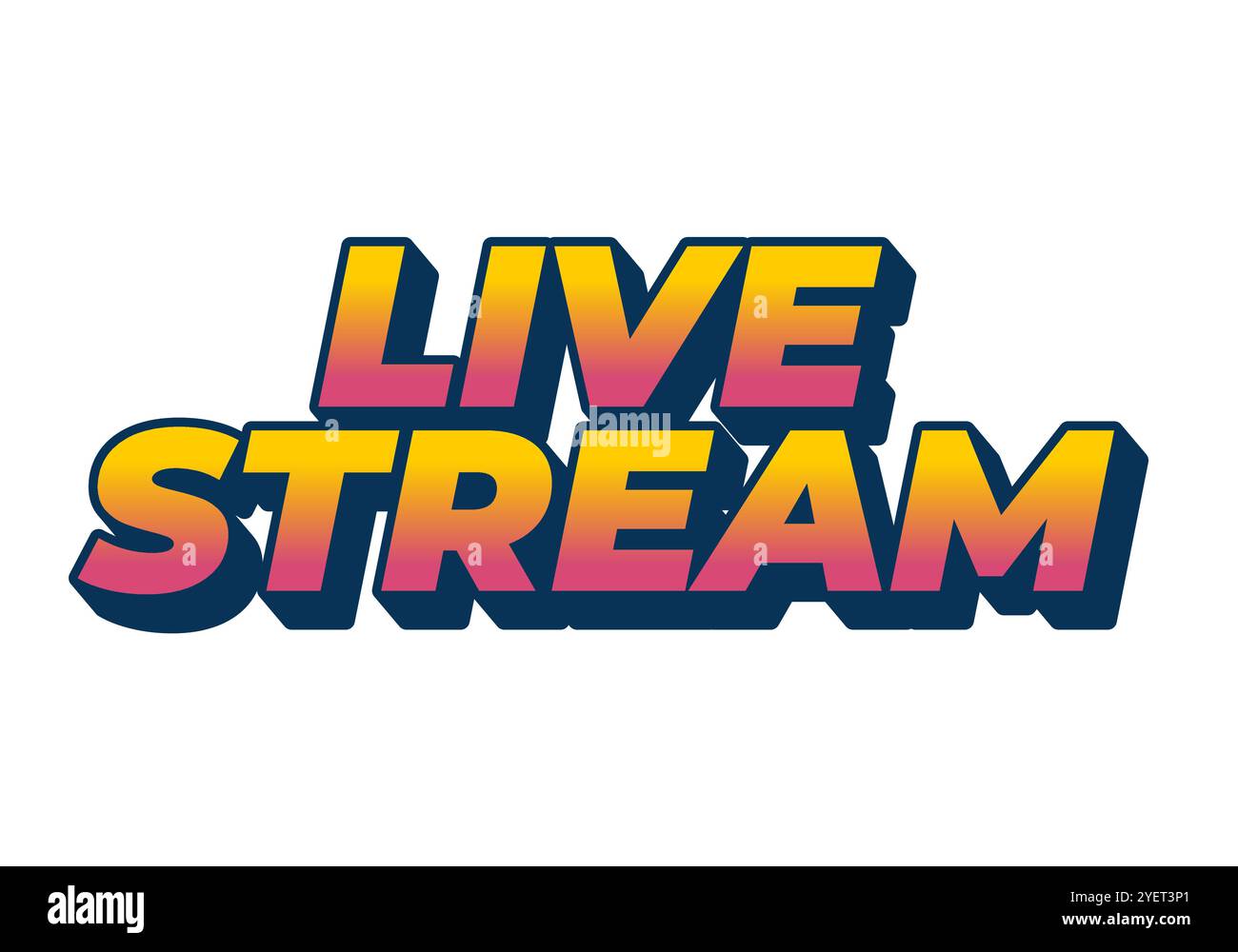 Live stream. Text effect design in 3D style with eye catching colors ...