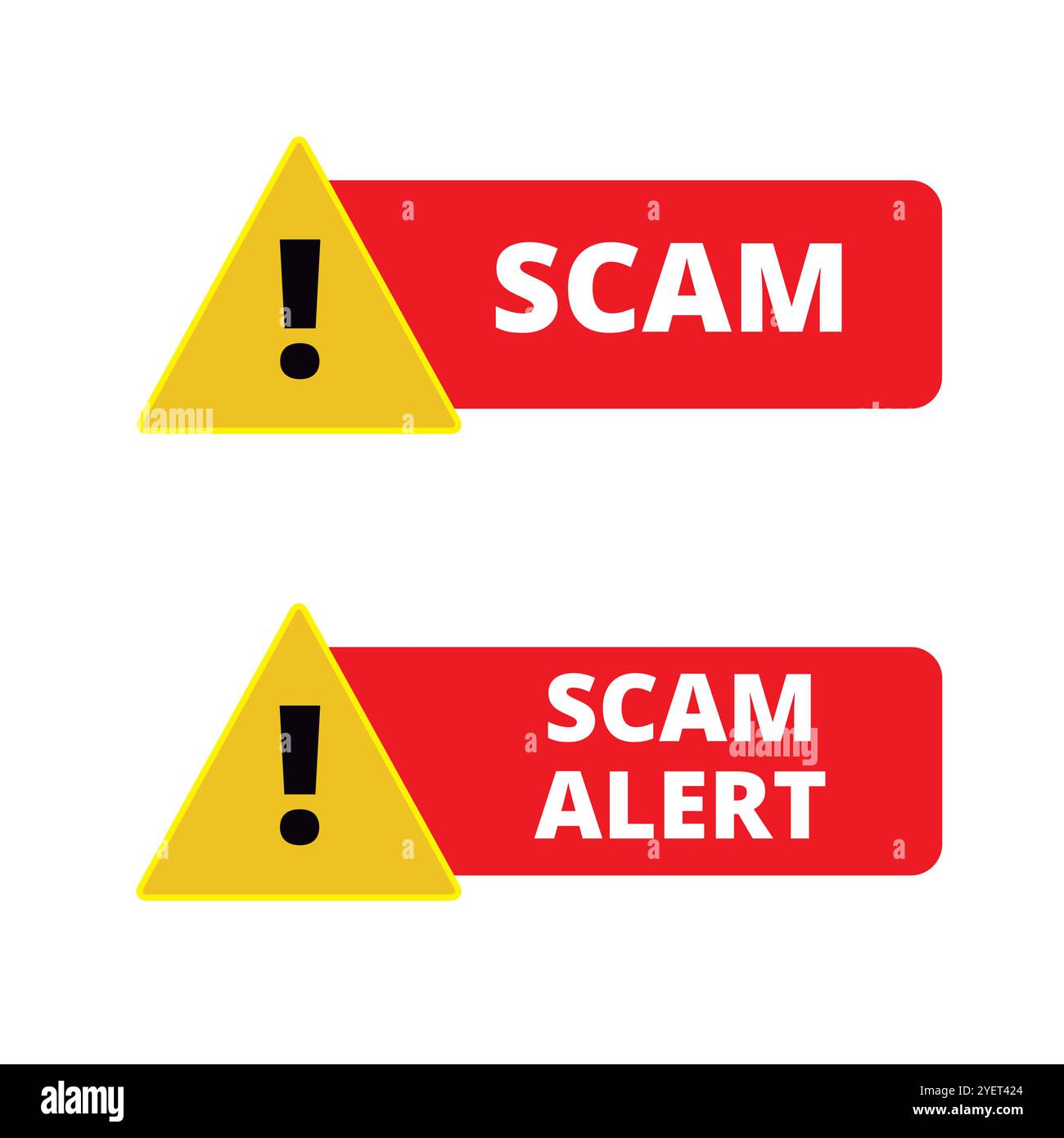 Yellow and red scam alert signs on a white background Stock Vector ...